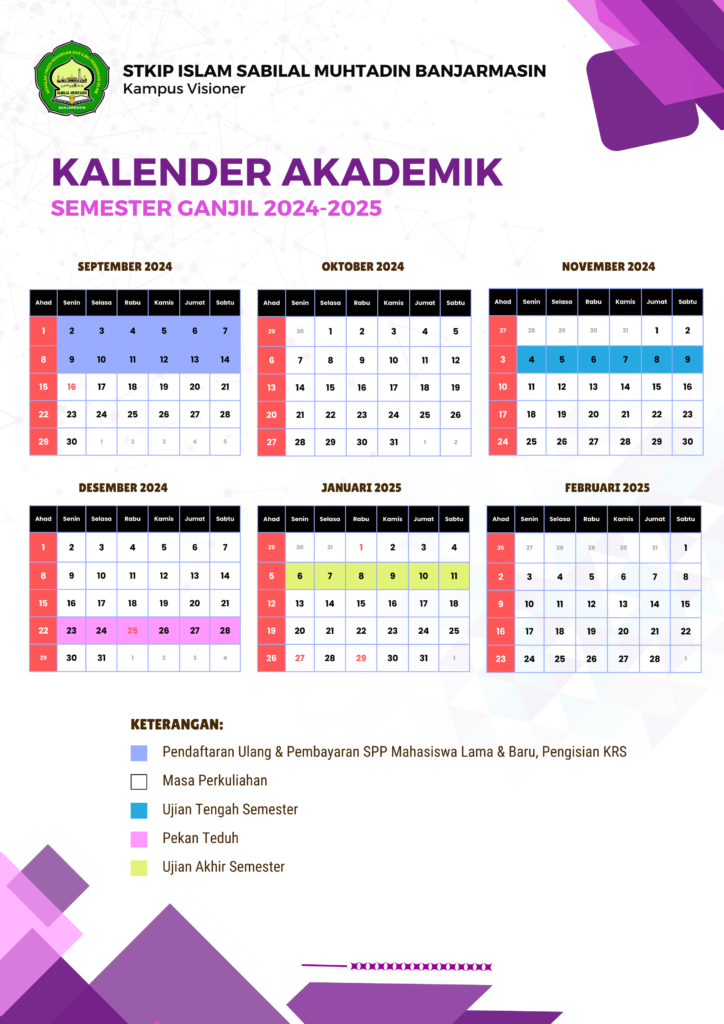 Kalender Akademik Semester Ganjil Tahun 2024-2025 - STKIP Islam Sabilal Muhtadin Banjarmasin